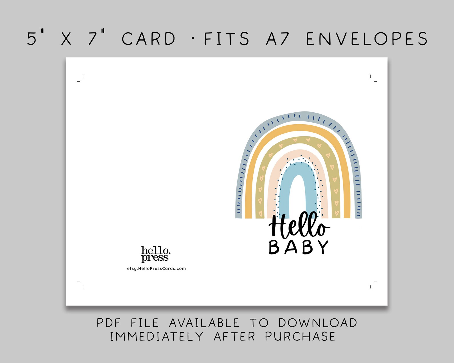 Hello Baby Card Download, Printable Baby Shower Greeting Card Download ...