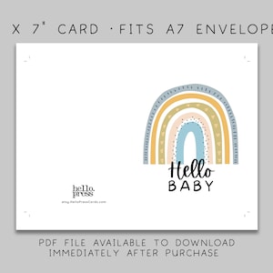 Hello Baby Card Download, Printable Baby Shower Greeting Card Download ...