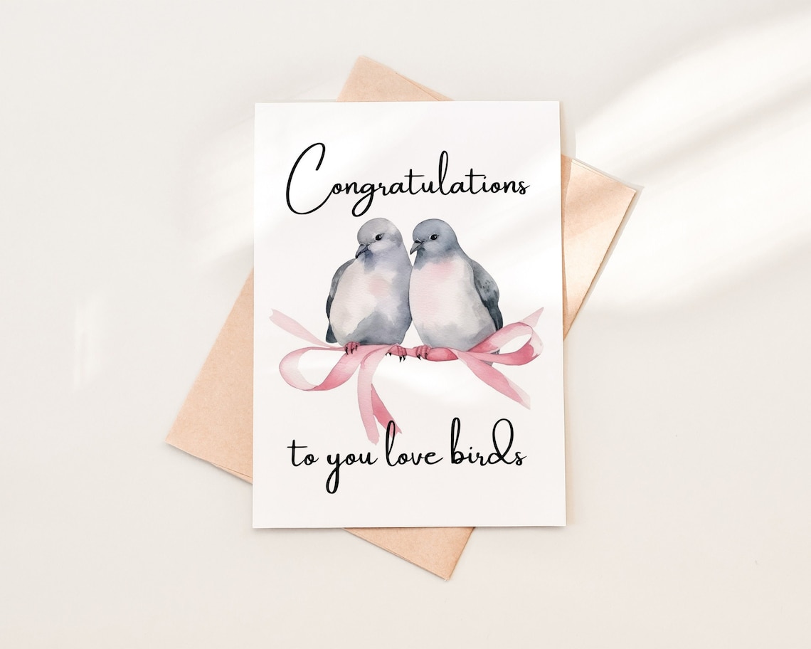 Congratulations Love Birds Wedding Card Download, Printable Wedding ...