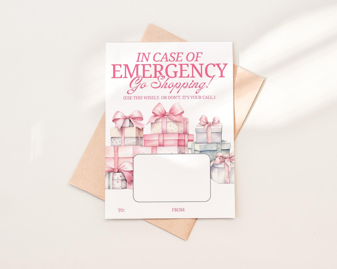 Emergency Shopping Gift Card Holder Printable, Last Minute Funny Gift ...