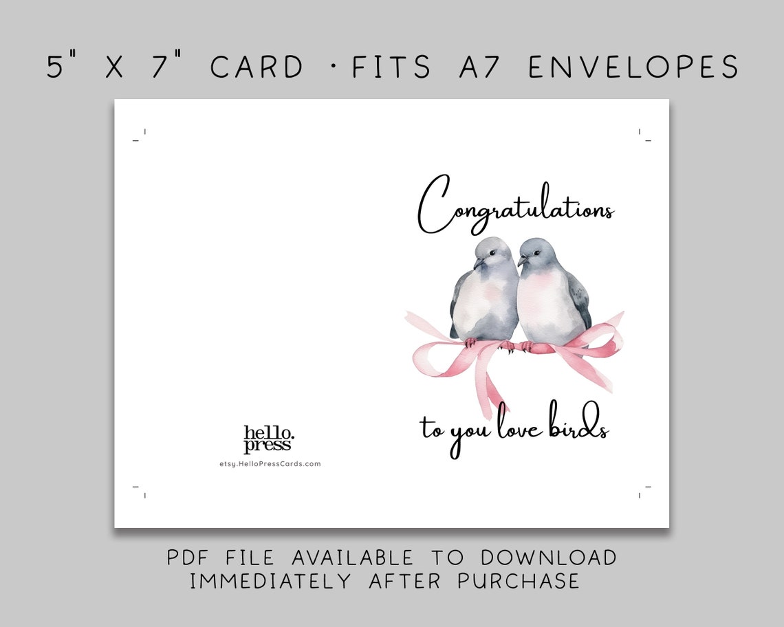 Congratulations Love Birds Wedding Card Download, Printable Wedding ...