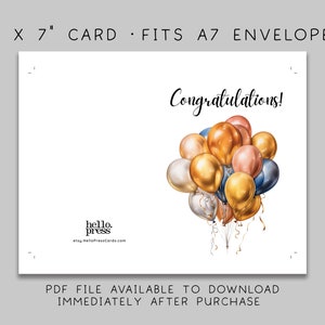 Congratulations Card Download Template, Printable Congrats Greeting ...
