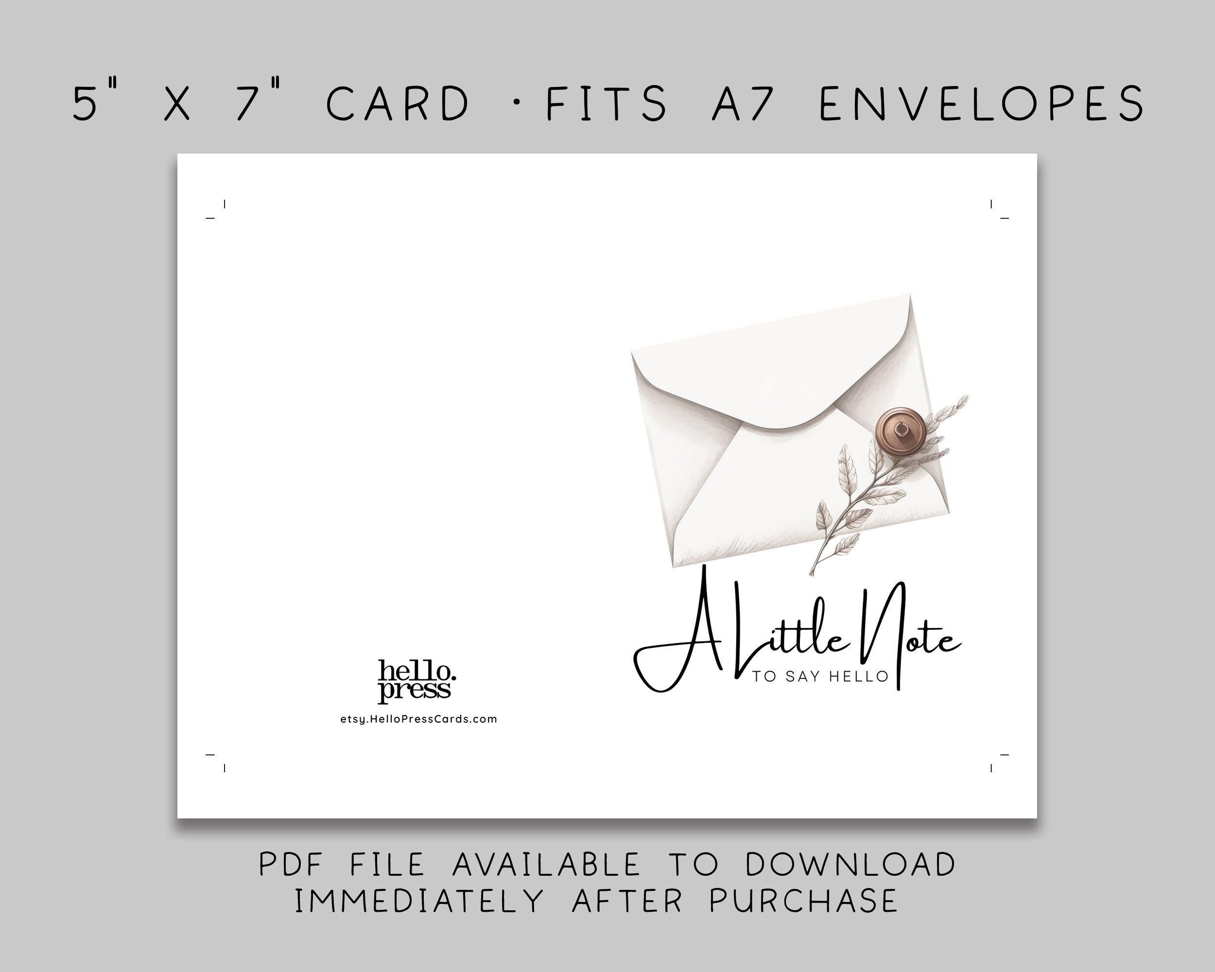 A Little Note to Say Hello Card Download, Printable Just Because ...