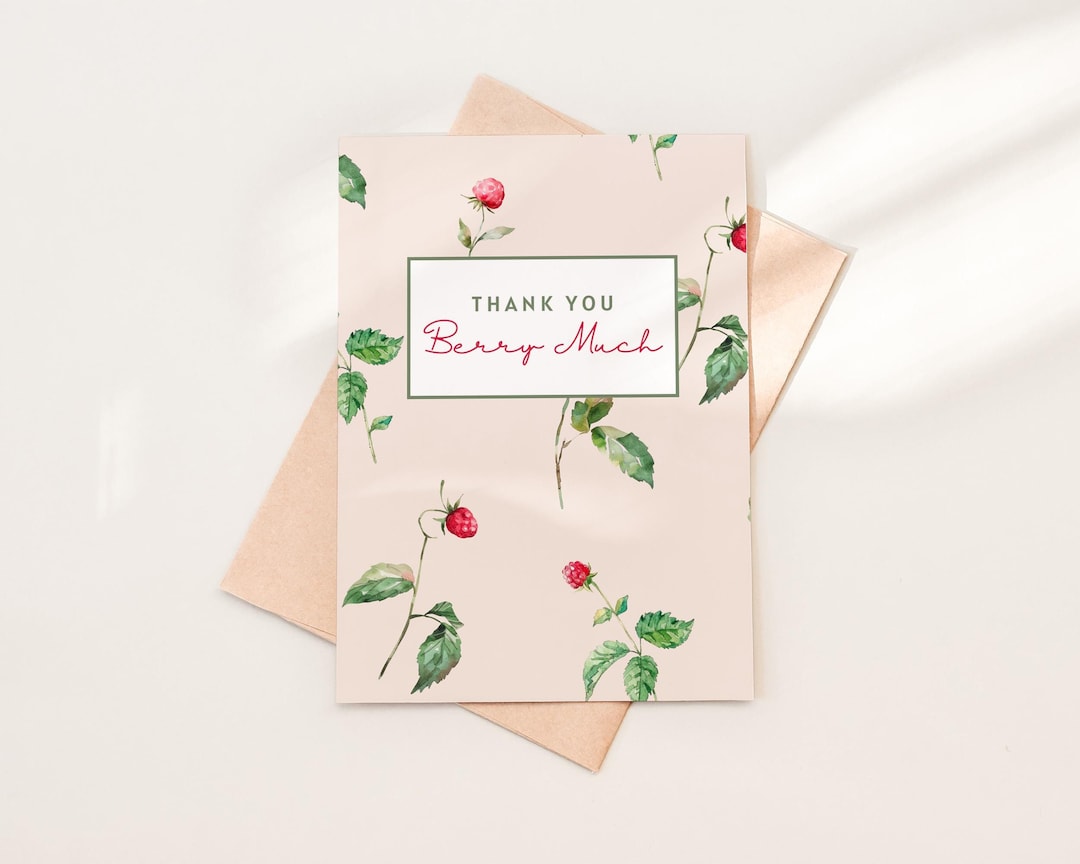 Thank You Berry Much Card Download PDF, Printable Thank You Note ...