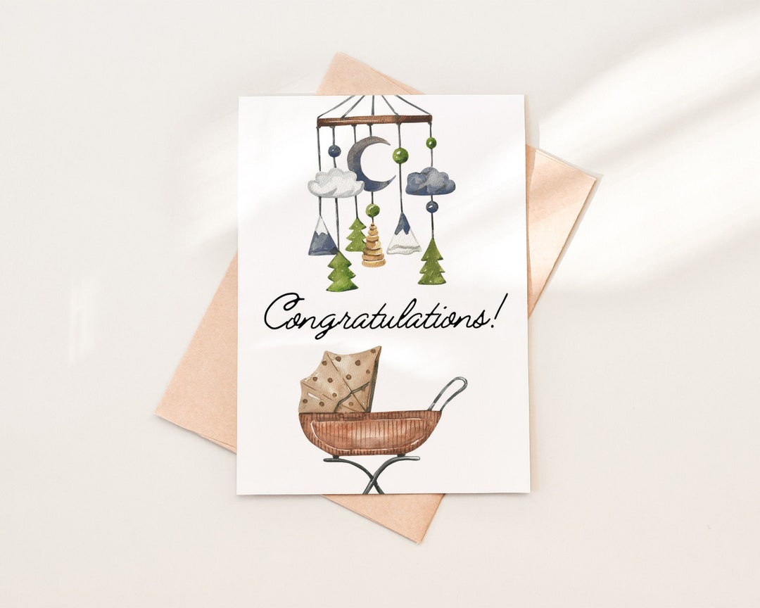 Congratulations Baby Shower Card Download, Printable New Baby Boy Card ...