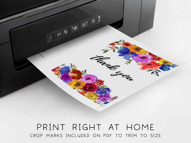 Bright Colorful Flowers Thank You Card Template Download, Printable ...