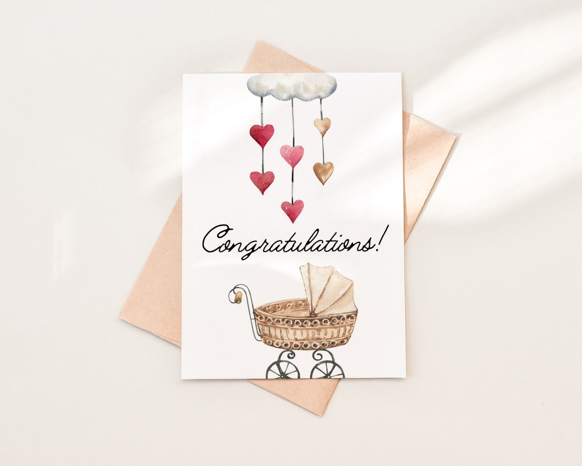 Congratulations Baby Shower Card Download, Printable New Baby Girl Card ...
