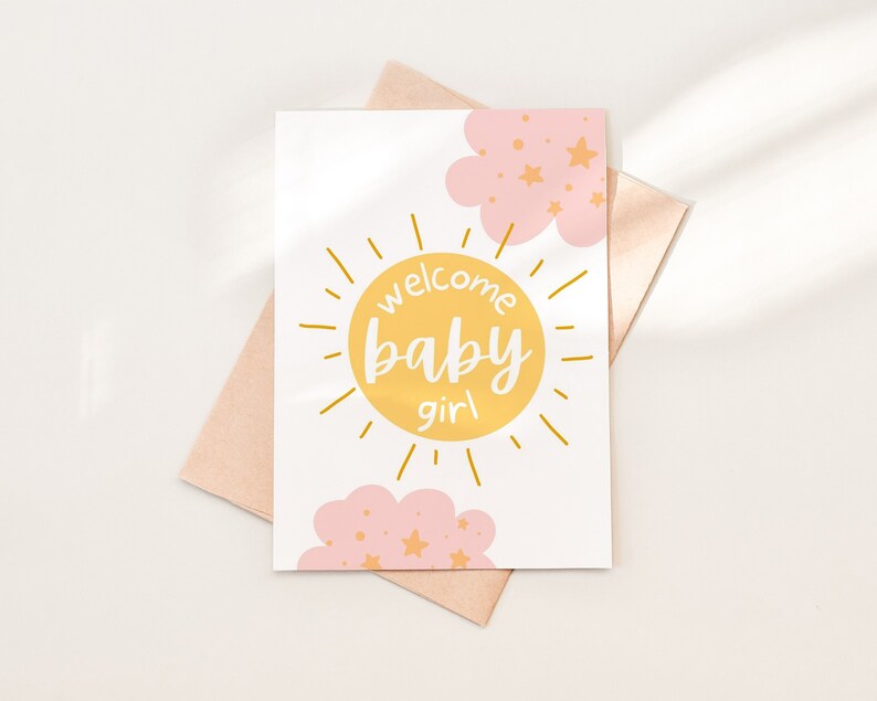Welcome Baby Girl Greeting Card Download Congratulations Baby - Etsy