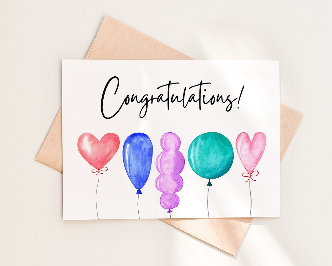 Congratulations Balloons Card Download, Printable Congrats Greeting ...