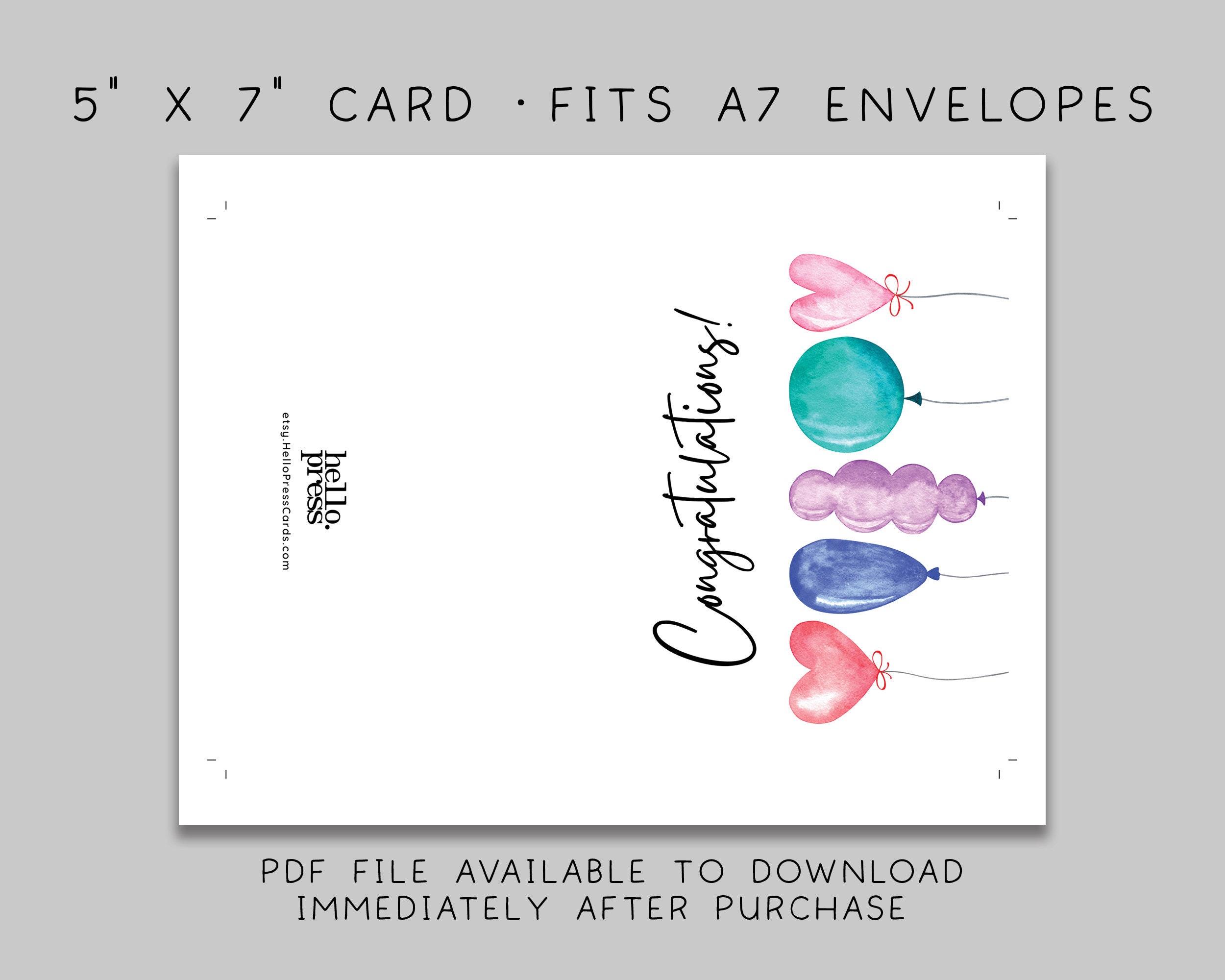 Congratulations Balloons Card Download, Printable Congrats Greeting ...