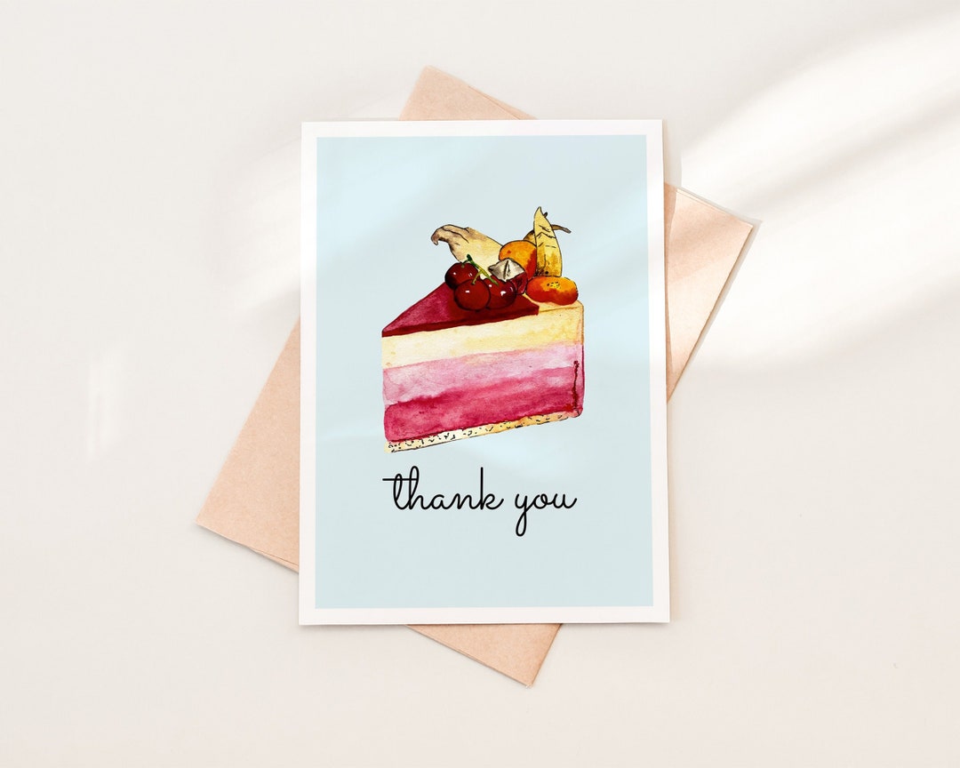Cake Dessert Thank You Card Download PDF, Printable Slice of Cake ...