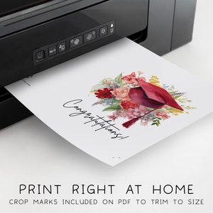 Floral Graduation Cap Congratulations Card Download, Printable ...