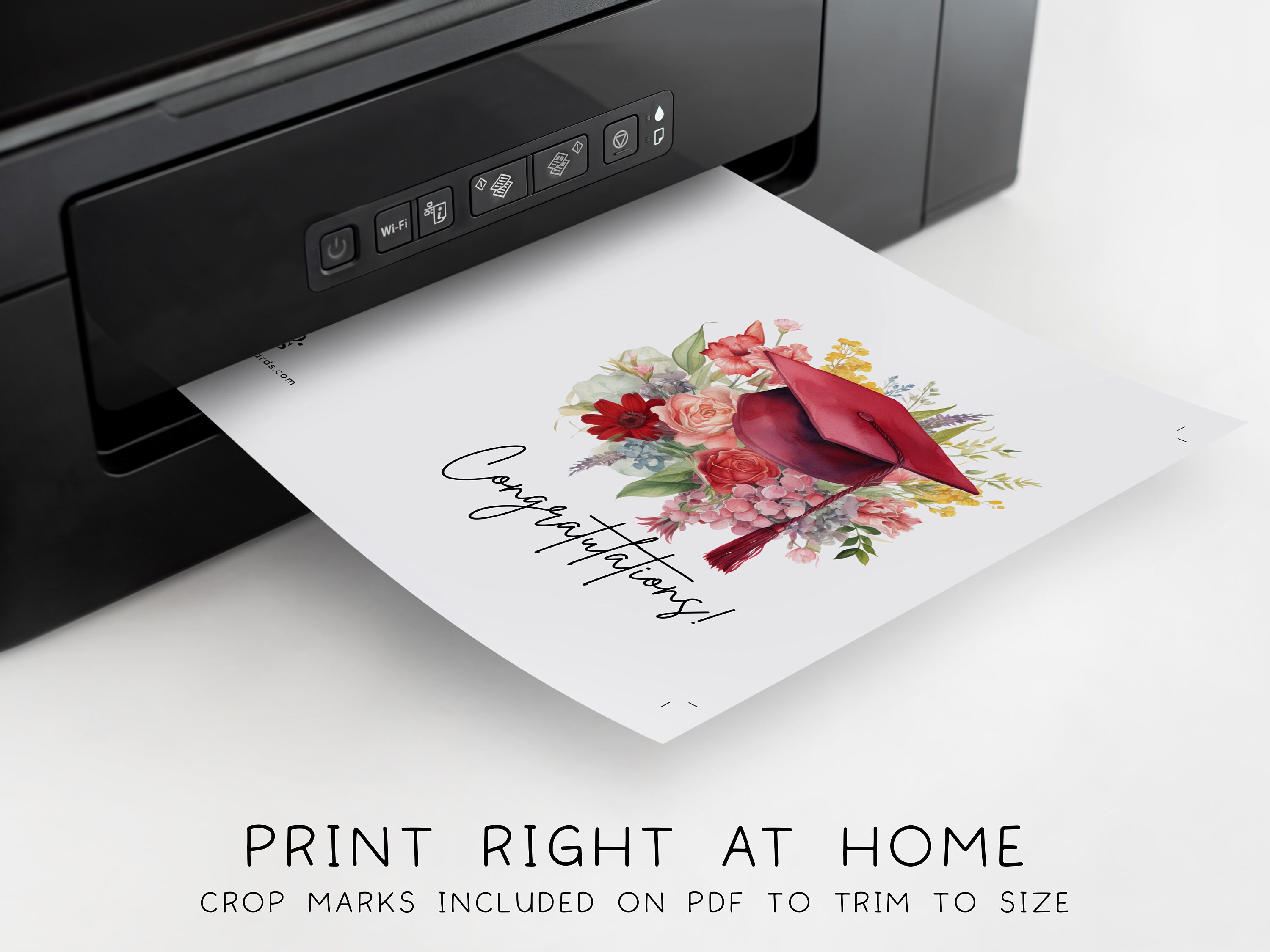Floral Graduation Cap Congratulations Card Download, Printable ...