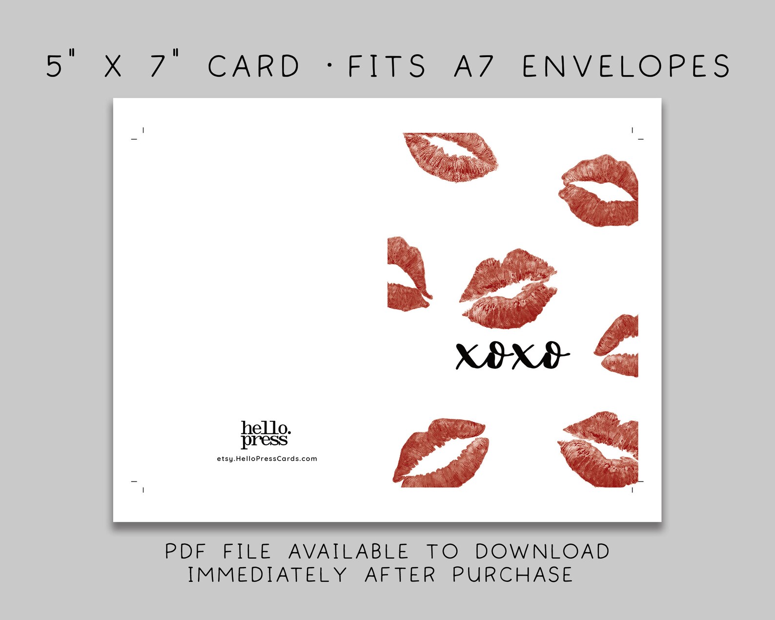 XOXO Love Kisses Greeting Card Download, Anniversary Card, I Love You ...