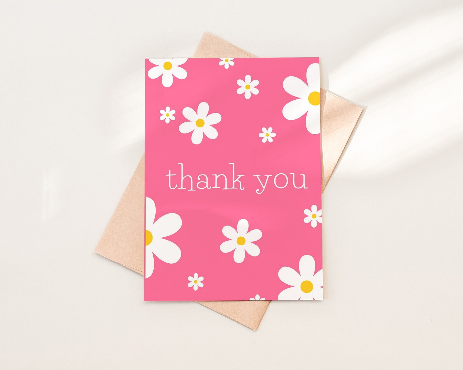 Daisy Thank You Card Download PDF, Retro Groovy Daisy Thank You Note ...