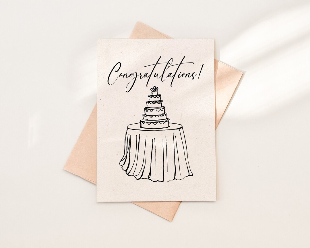 Congratulations Wedding Card PDF Download, Line Art Wedding Congrats ...