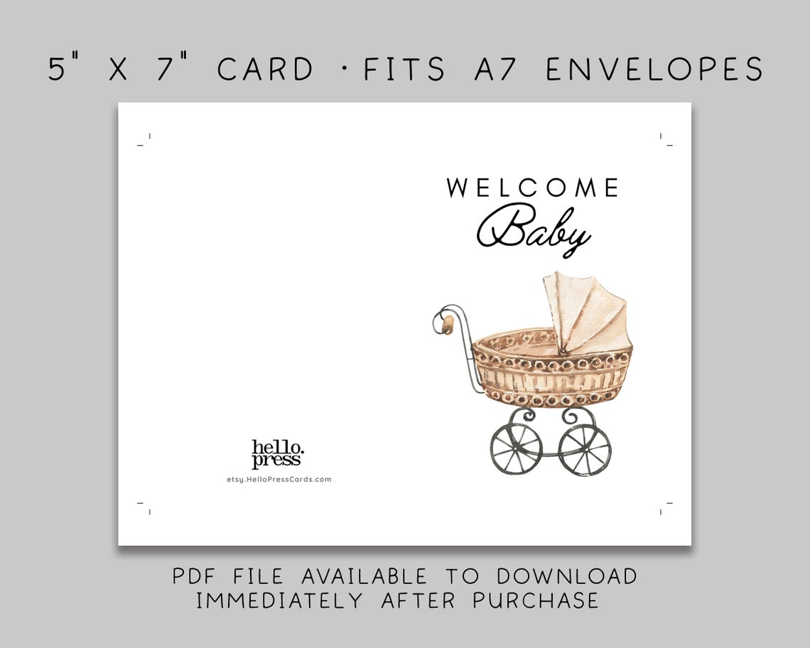 Welcome Baby Shower Card Download, Welcome Baby Gender Neutral Card ...