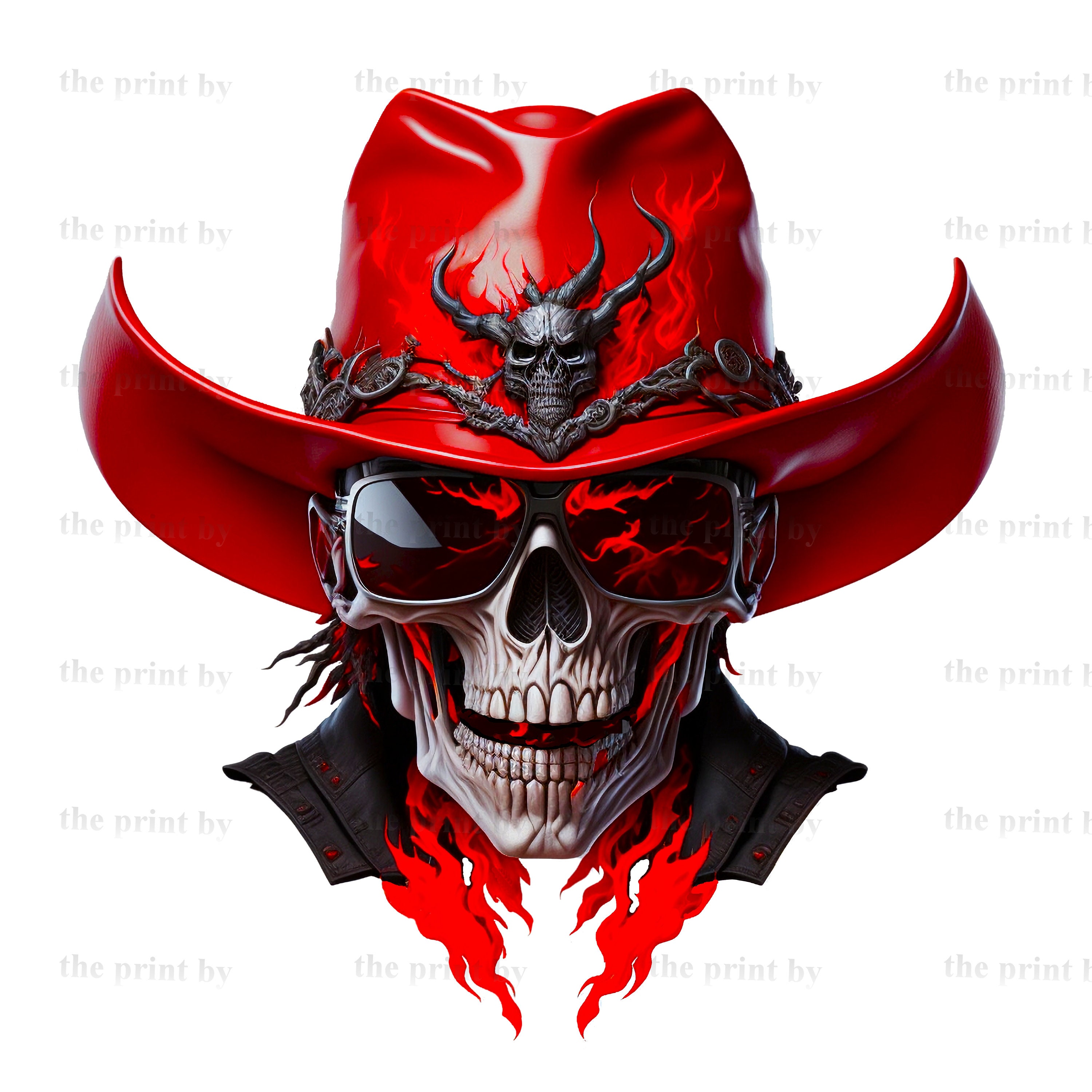 Skull, Cowboy Skull, Png for Sublimation, DTF, DTG, Ready Colorful ...