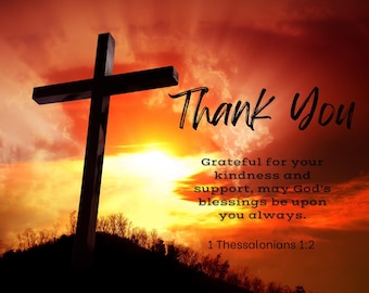 Christian Thank You Card | Cross Design | Scripture-based Gratitude - Etsy