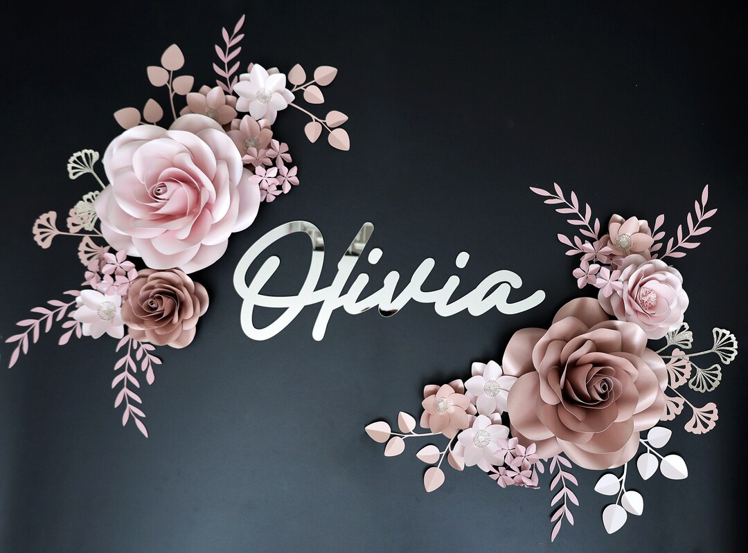 Custom Pearl Paper Flower Wall Decor: Nursery Name Sign - Etsy