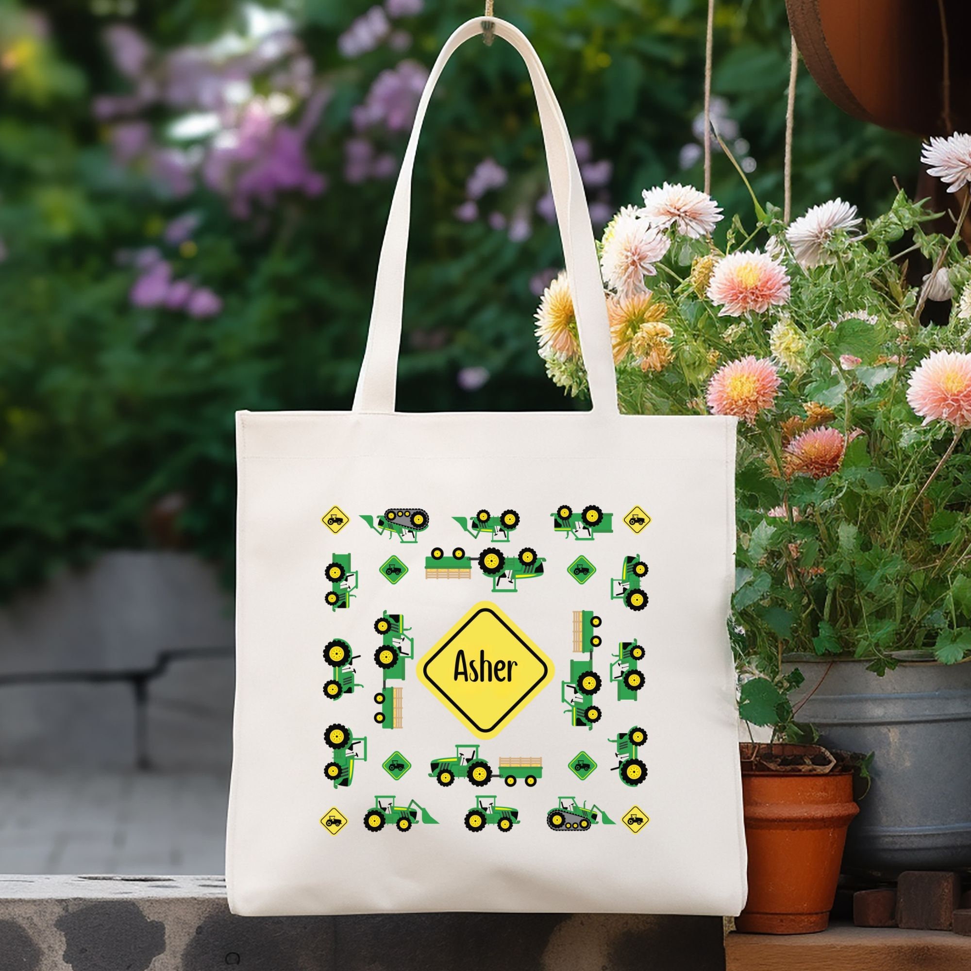 Personalized Tractor Tote Bag Tractor Tote Name Totebag for - Etsy