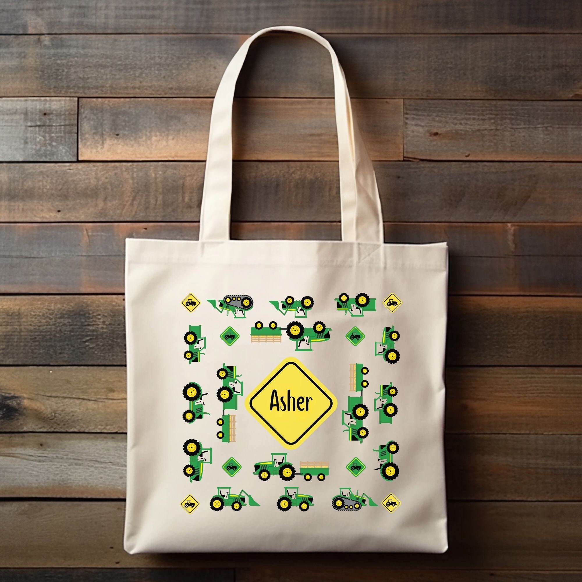 Personalized Tractor Tote Bag Tractor Tote Name Totebag for - Etsy