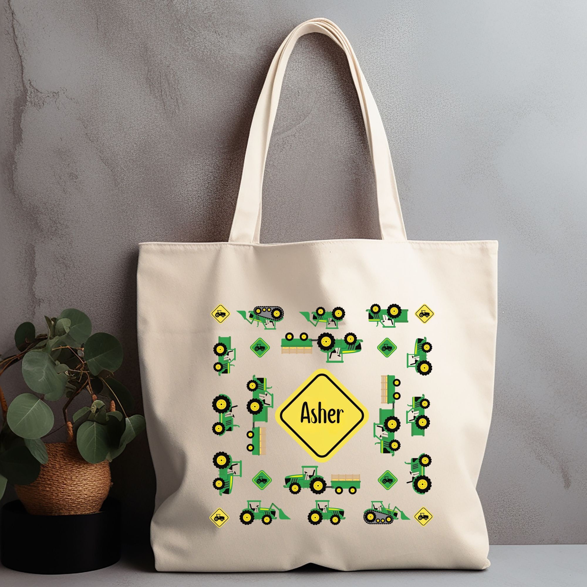 Personalized Tractor Tote Bag Tractor Tote Name Totebag for - Etsy