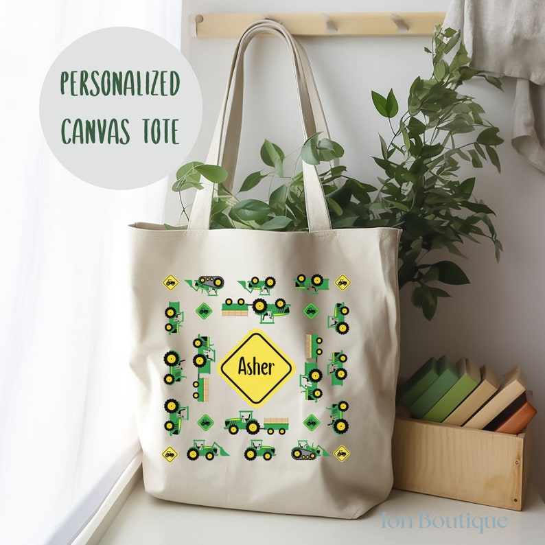 Personalized Tractor Tote Bag Tractor Tote Name Totebag for - Etsy