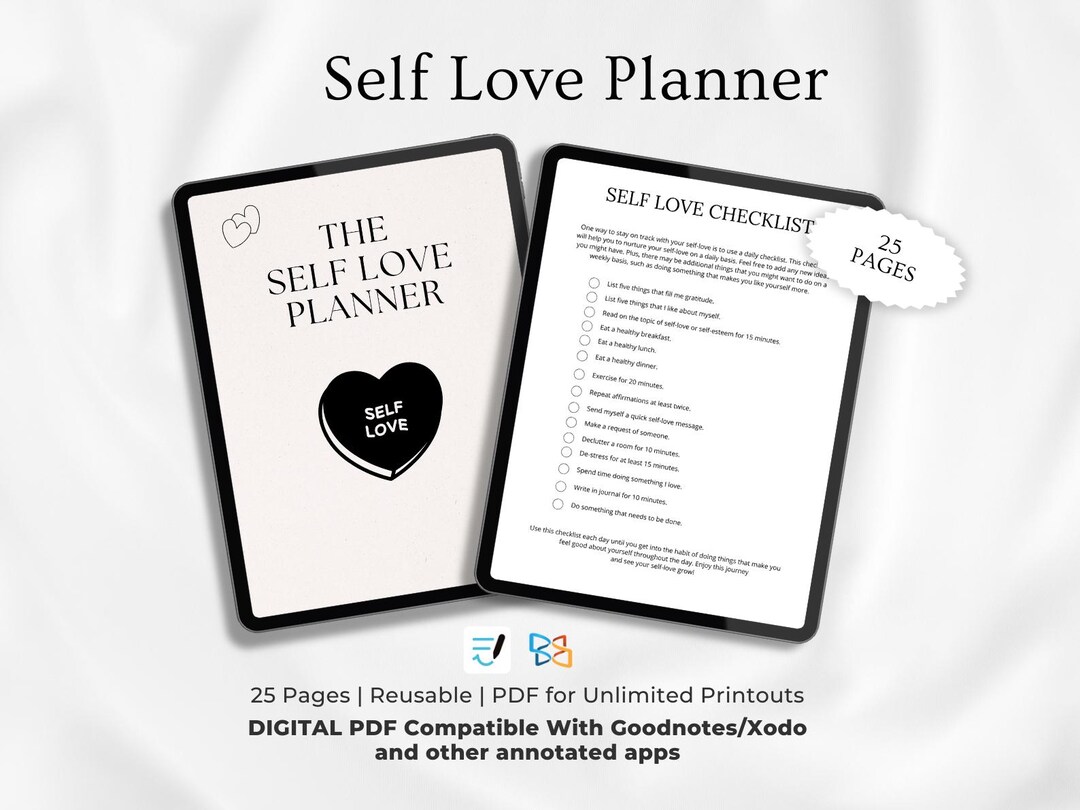 Digital Self Love Planner, Self Love Journal, Self Care Planner ...