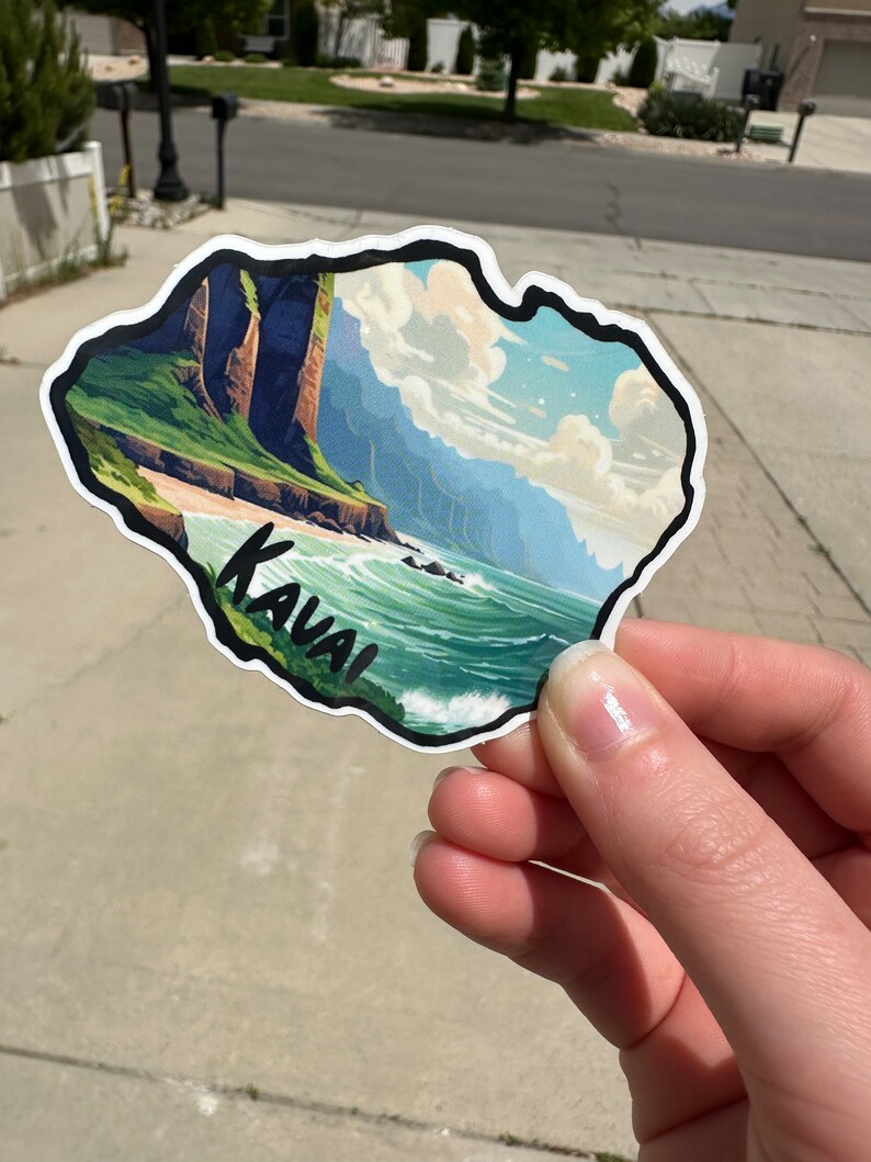 Hawaii Kauai Glossy Sticker Souvenir Vacation Sticker Vinyl Waterproof ...