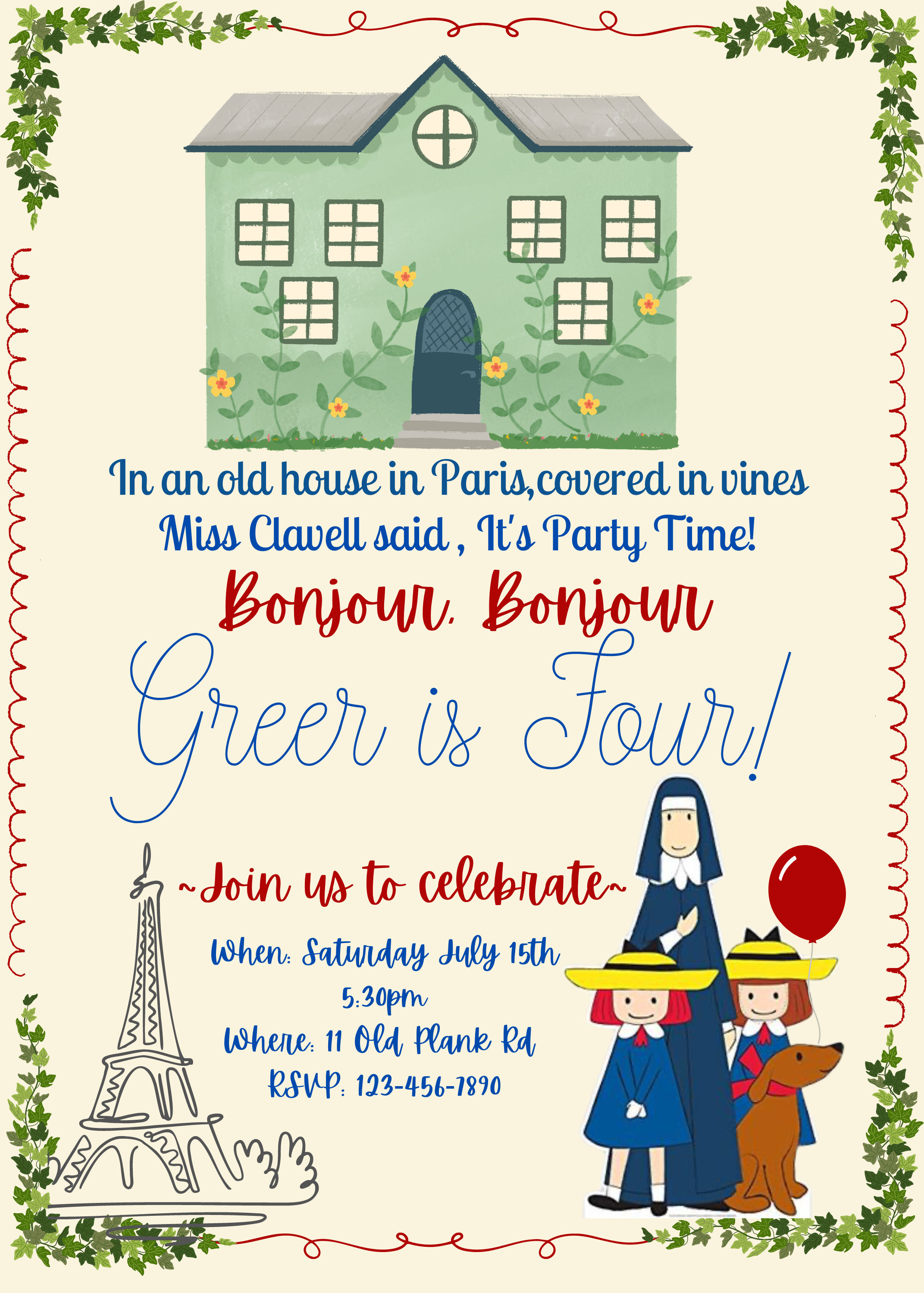 Madeline Birthday Party Invitation - Etsy