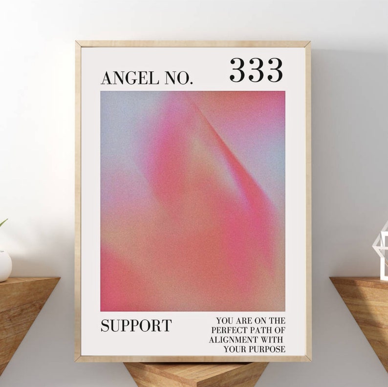 ANGEL NUMBER 333 Poster, Gradient Aura Wall Art Print, Spiritual Wall ...