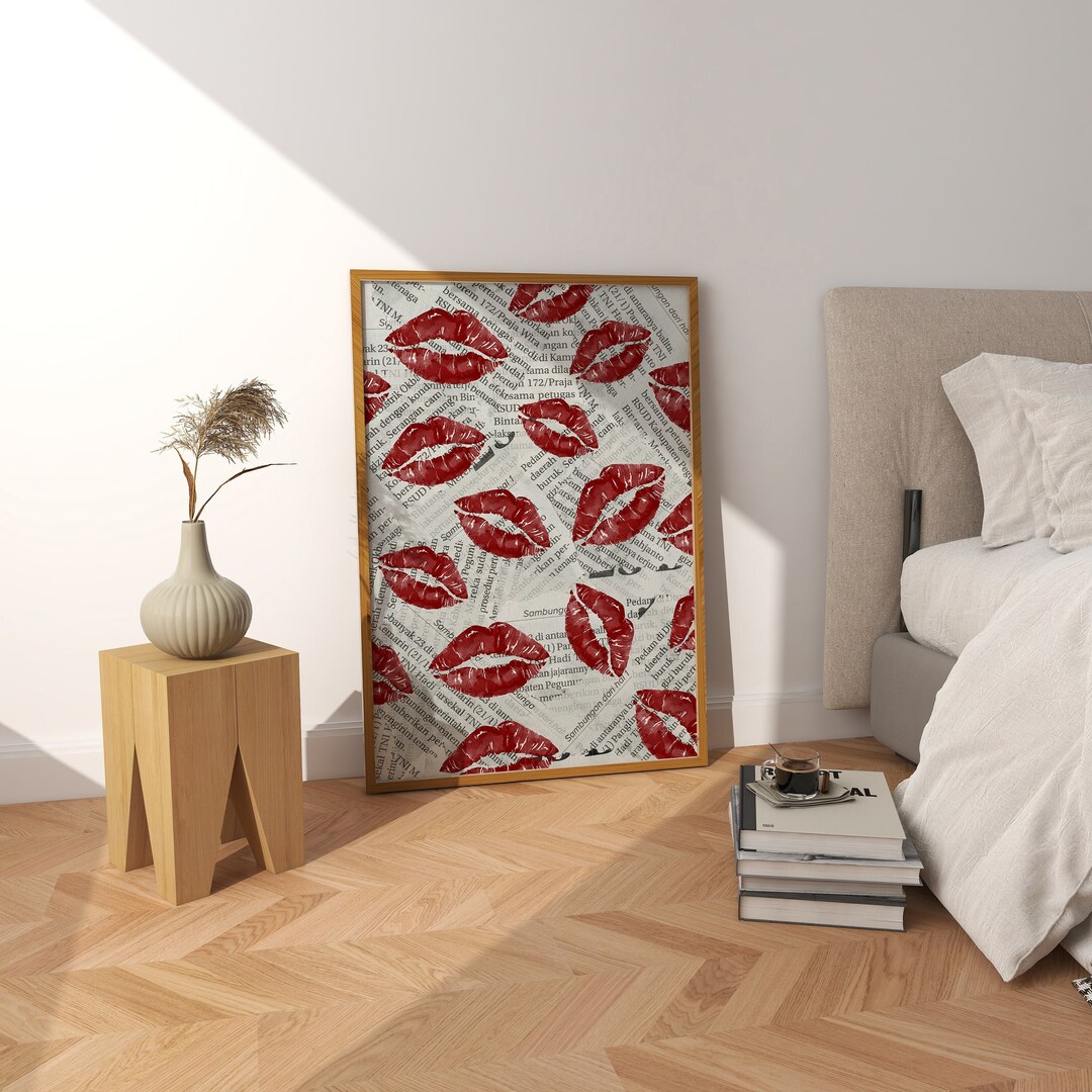 Kiss Poster, 70s Poster, Red Wall Art, Trendy Wall Art, Hippie Print ...