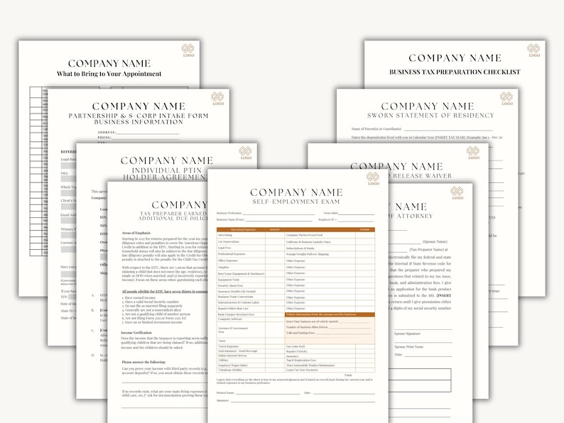 Tax Preparer Toolkit: Intake Forms & Checklist (canva Template) - Etsy