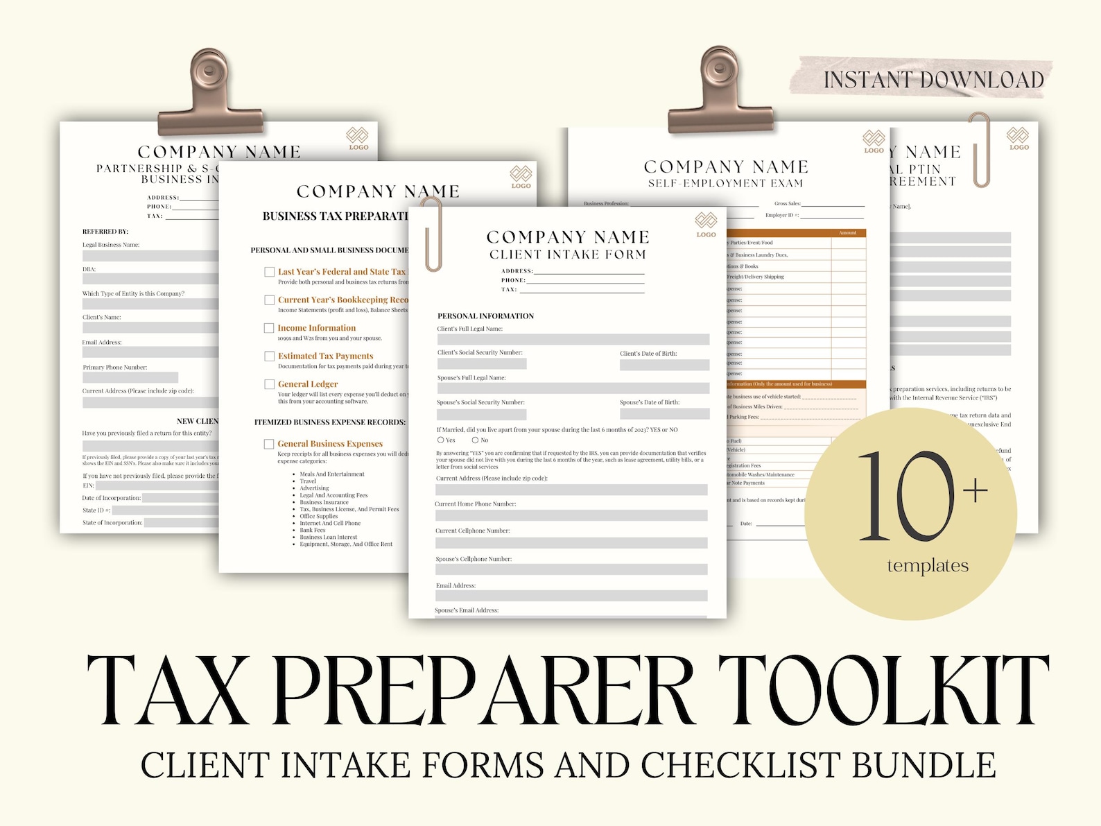 Tax Preparer Toolkit: Intake Forms & Checklist (canva Template) - Etsy