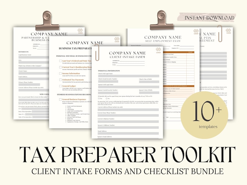 Tax Preparer Toolkit: Intake Forms & Checklist (canva Template) - Etsy