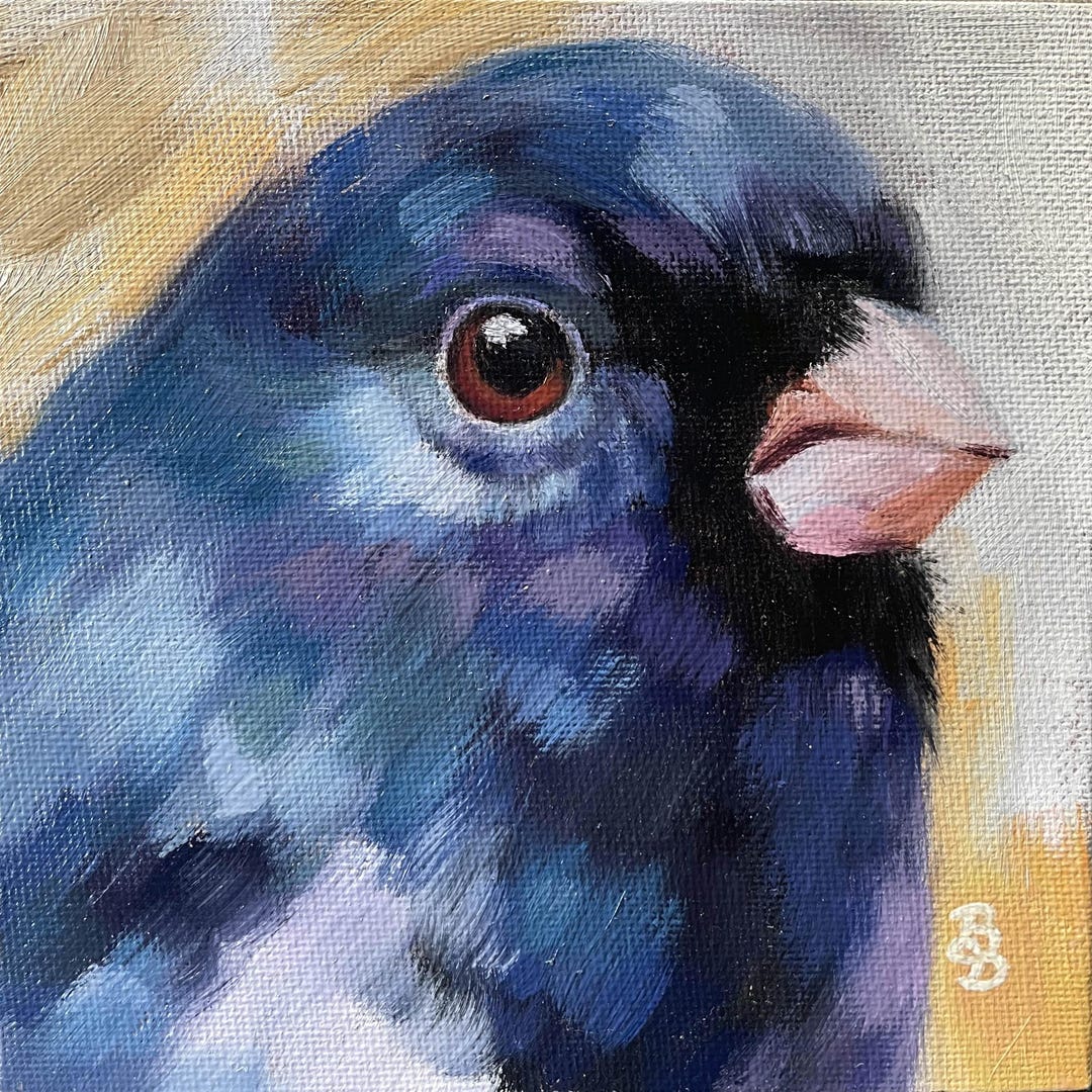 Original Small Bird Oil Painting on Canvas Board - Junco Art - 5x5 ...