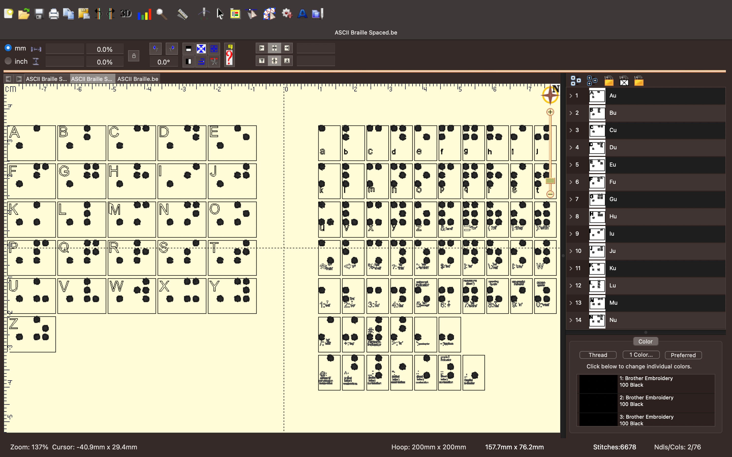 Unified English Braille (UEB) Embroidery Font - BANA Signage Compliant ...