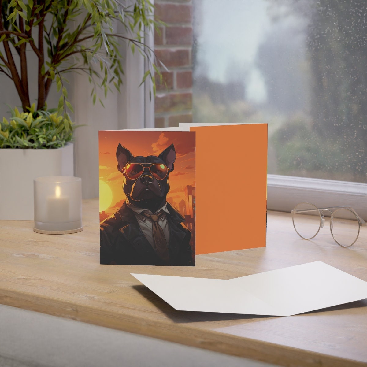 Gotham Guardian Pit Bull: Dapper Dog in Suit Amidst Blazing - Etsy