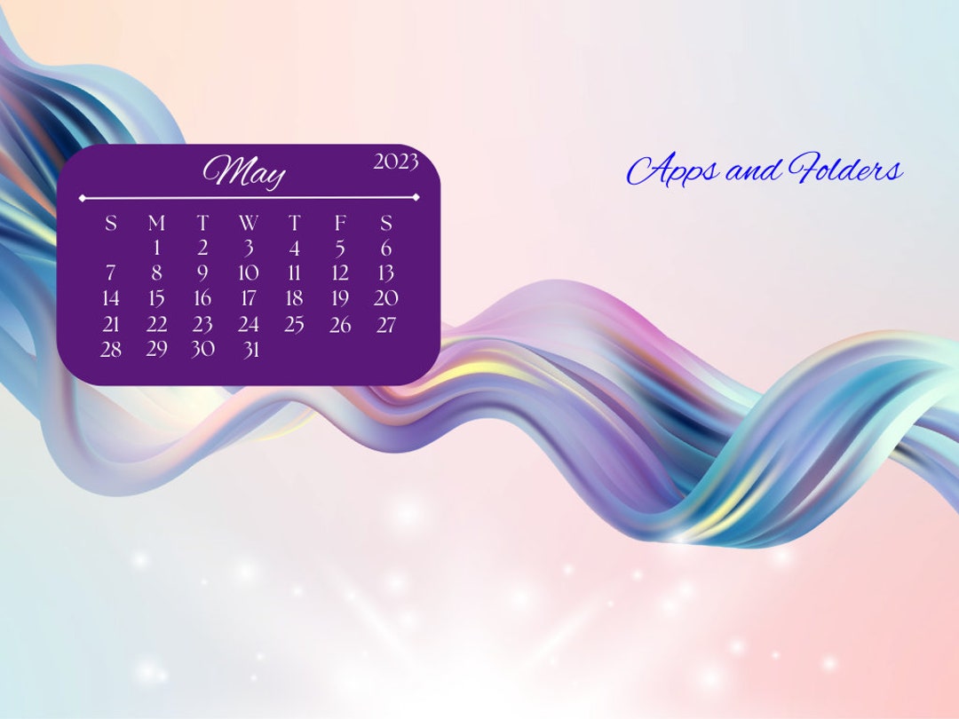 Rainbow Ribbon Calendar Wallpaper 2023-2024 - Etsy