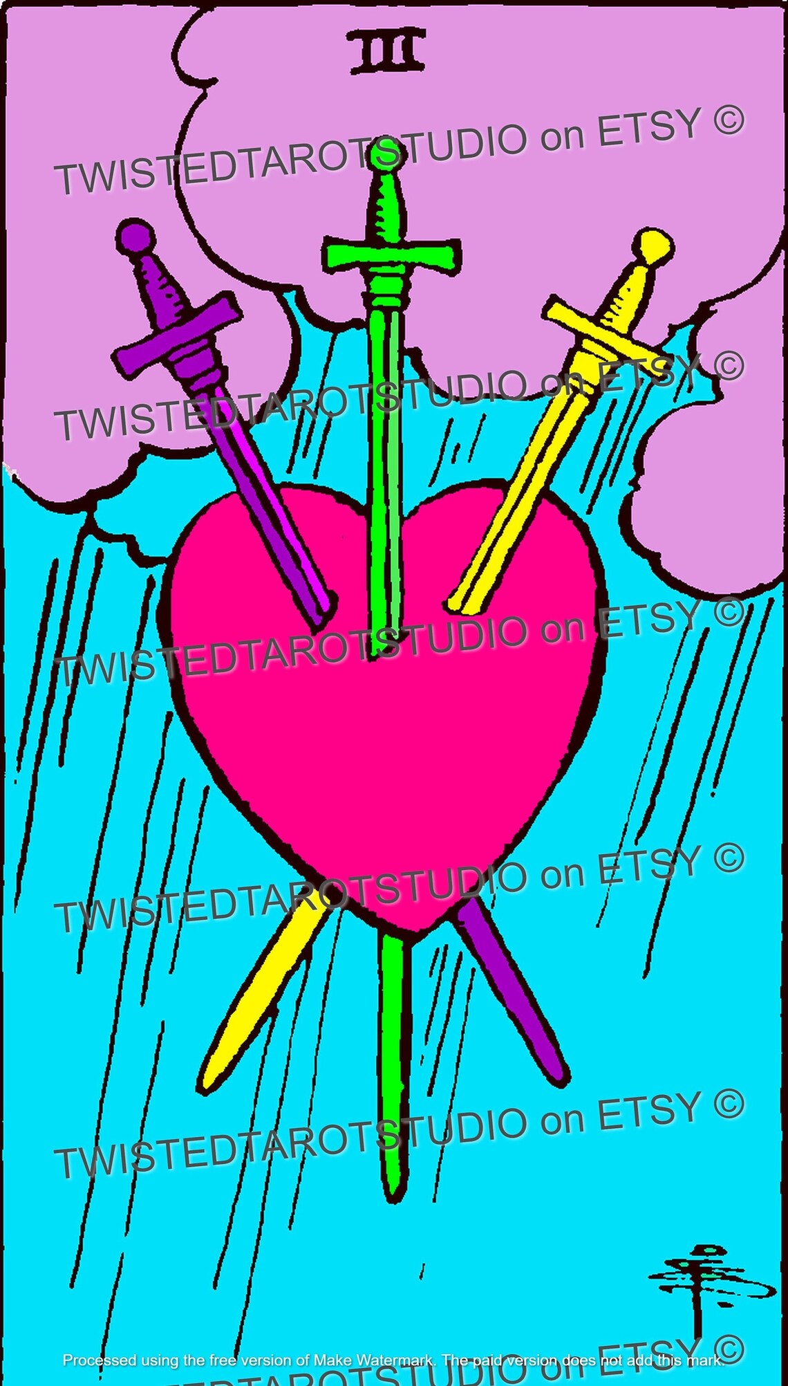 Three of Hearts Tarot TWISTED - Etsy