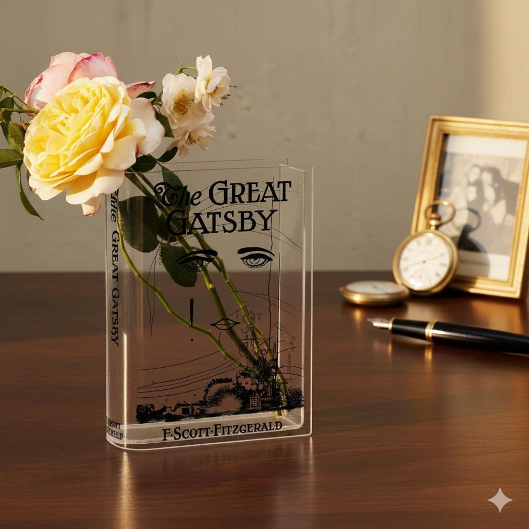 The Great Gatsby Acrylic Book Vase, Literary Flower Vase Decor, Classic ...