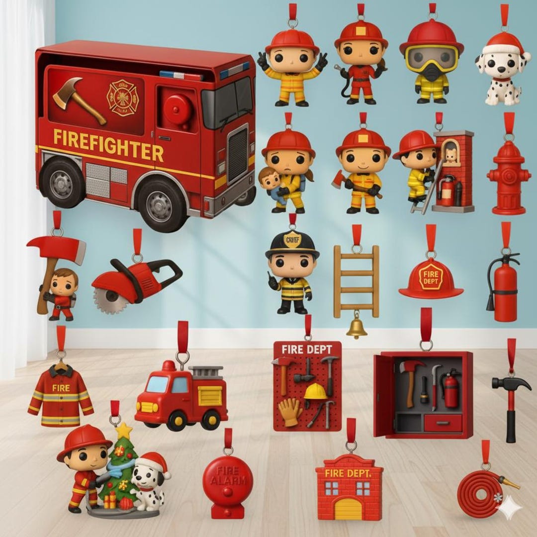 Firefighter Advent Calendar 2025, 24 Days Fire Truck Surprise Gift Set ...