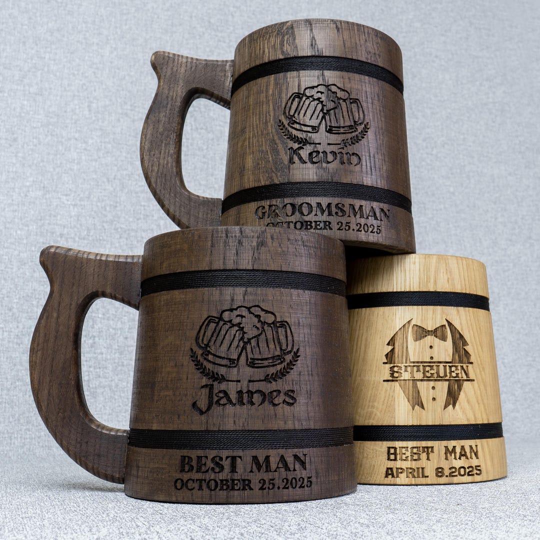 Medieval Beer Mug, Rustic Beer Stein, Personalized Wooden Tankard ...