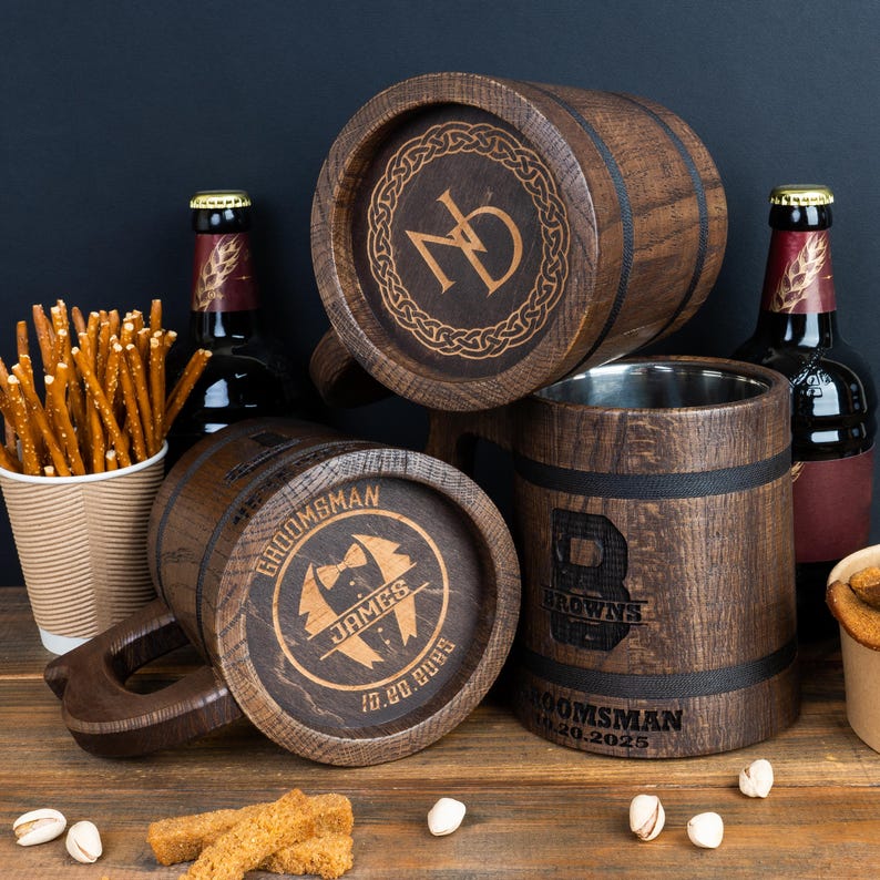 Personalized Wooden Beer Mug, German Beer Stein, Custom Engraved ...