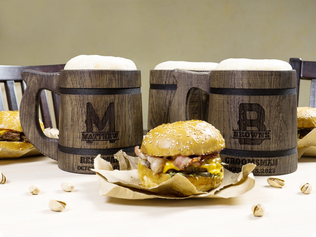 Custom Wooden Beer Mug, Personalized Beer Tankard, Engraved Beer Stein ...