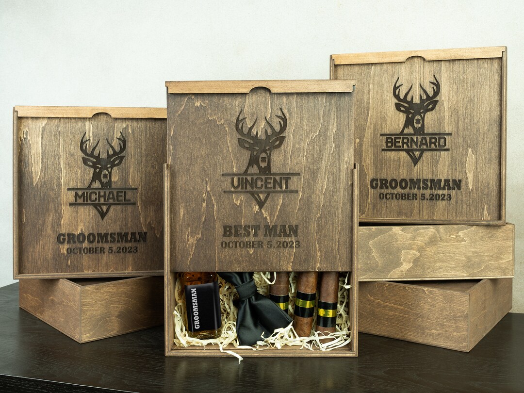 Personalized Wooden Gift Box, Custom Mens Keepsake Box, Best Man ...