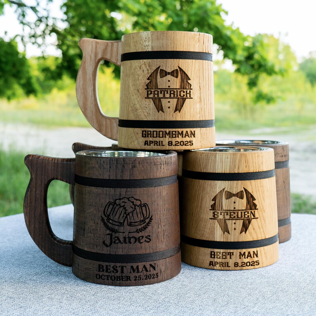 Custom Wood Beer Mug, German Beer Stein, Personalized Beer Tankard ...