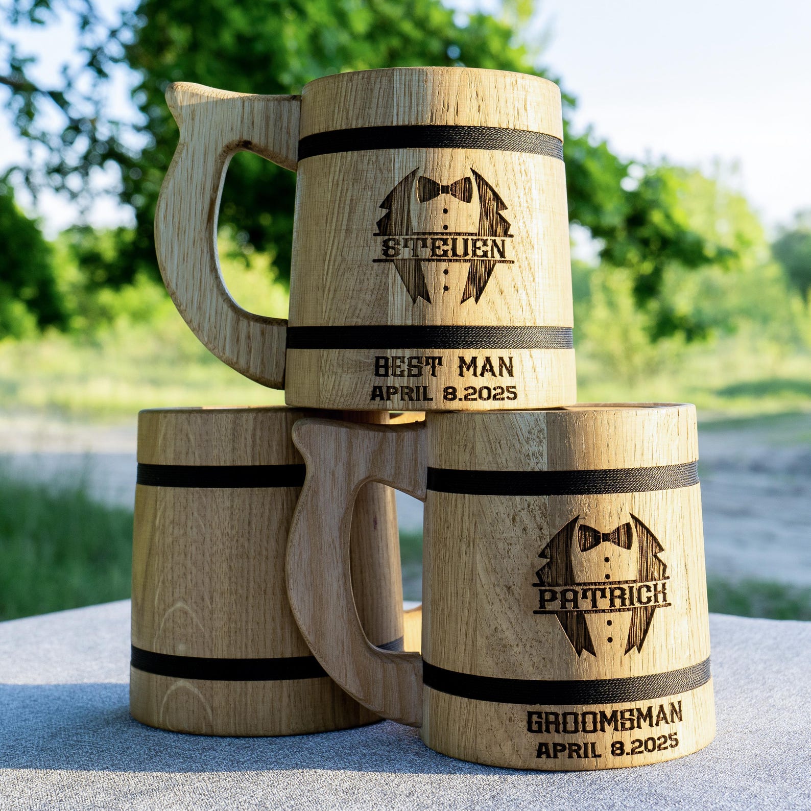 Custom Stein Mug, Groomsmen Wooden Beer Mug, Personalized Medieval ...