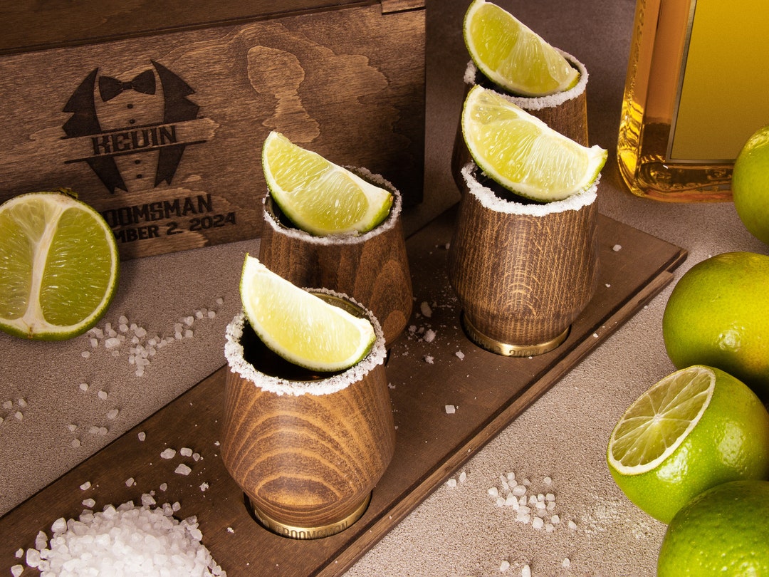 Custom Shot Glasses and Wooden Gift Box for Groomsmen Gift, Men ...
